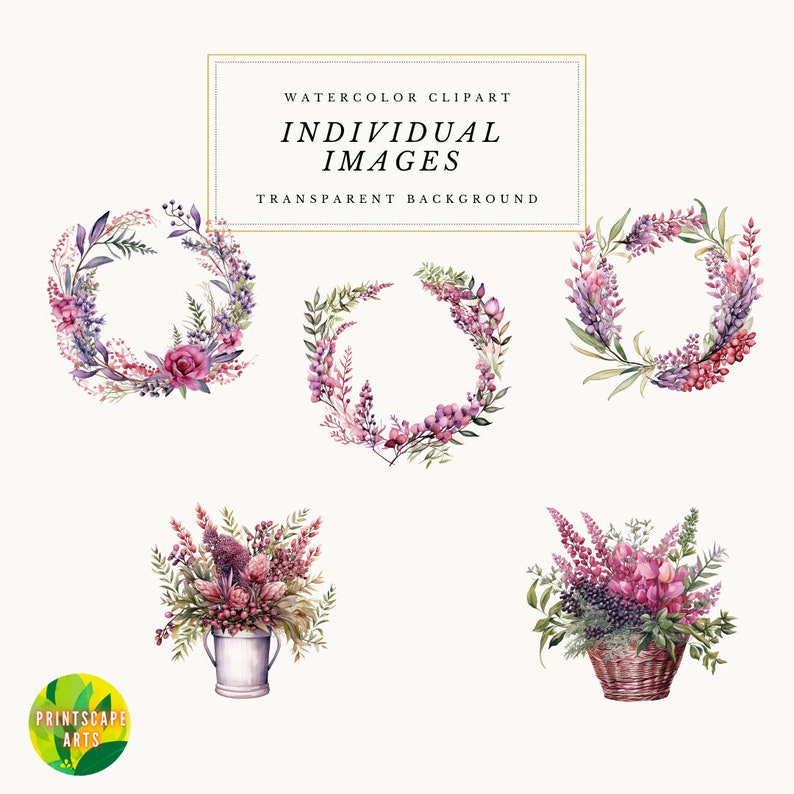 Watercolor Autumn Wildflower Clipart: Floral Vase PNG (digital Download ...
