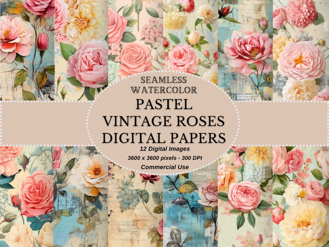 Digital Vintage Roses Papers: Vintage Inspired Pastel Vintage Rose ...