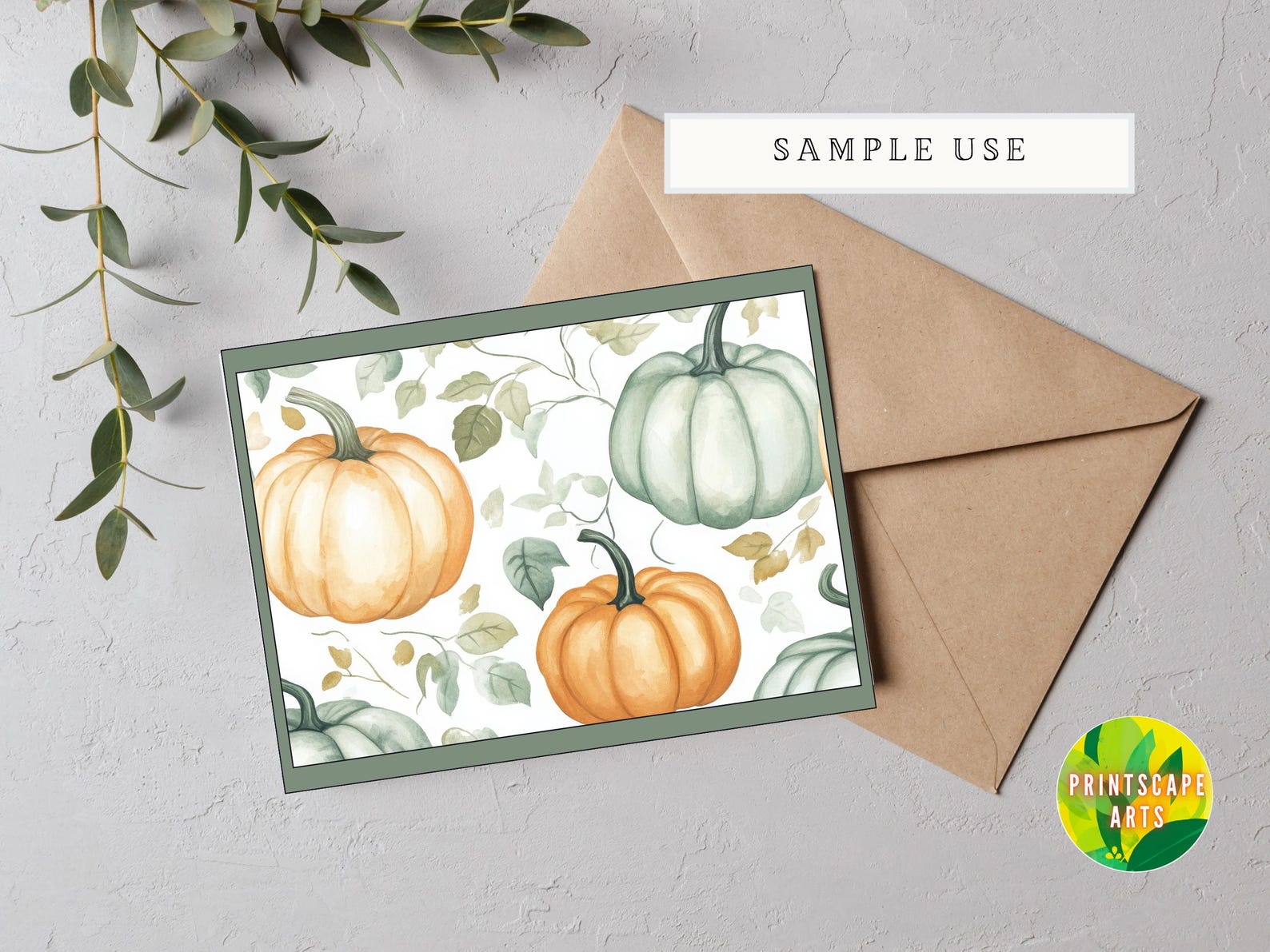 Autumn Harvest Digital Paper Set: Vintage Green & Orange Fall ...