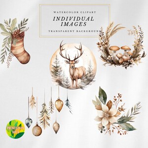 Watercolor Christmas Ornaments Clipart: Retro Holiday Decor (digital ...