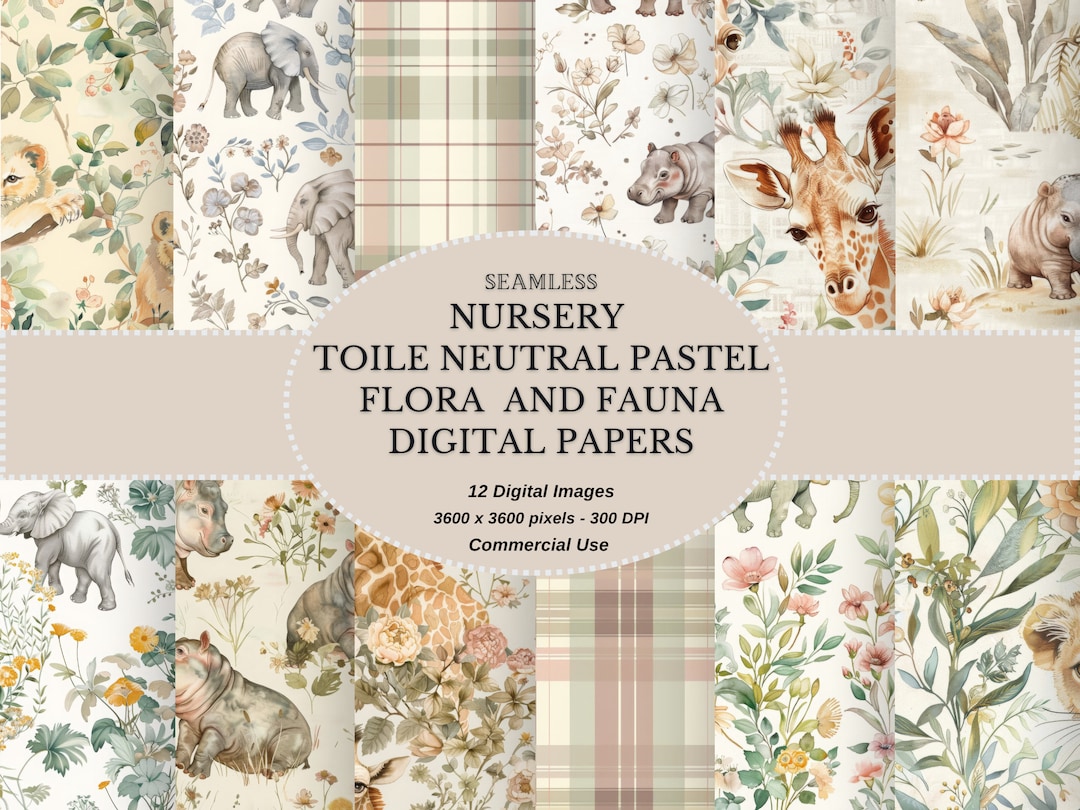 TOILE Inspired Nursery Digital Papers - Shabby Chic Neutral Tones Baby ...