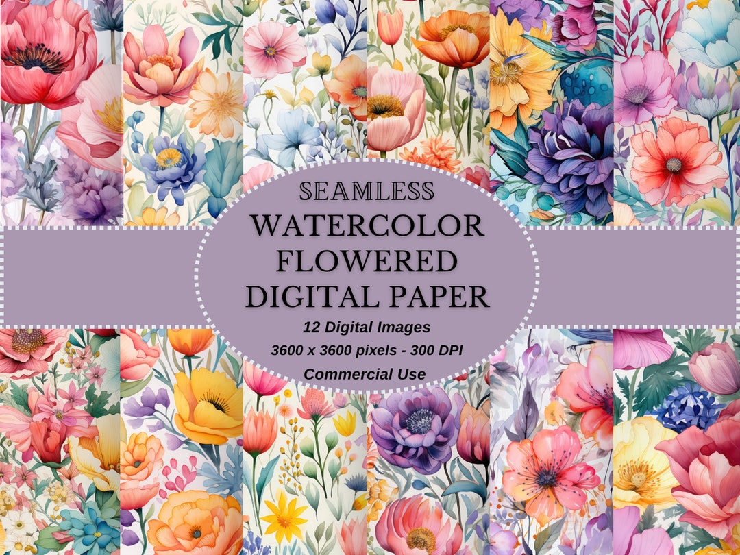 Watercolor Floral Digital Paper: Seamless Flower Patterns (digital ...