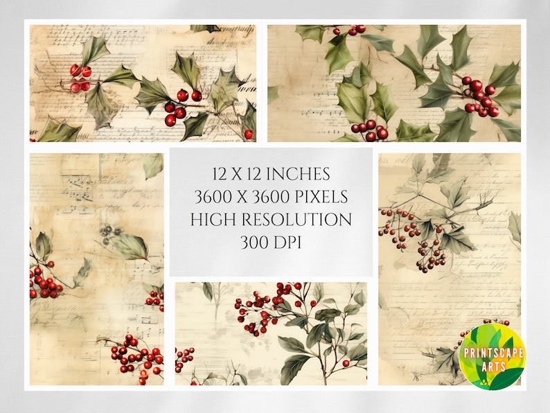 Printable Christmas Digital Paper: Downloadable Vintage Retro Christmas ...