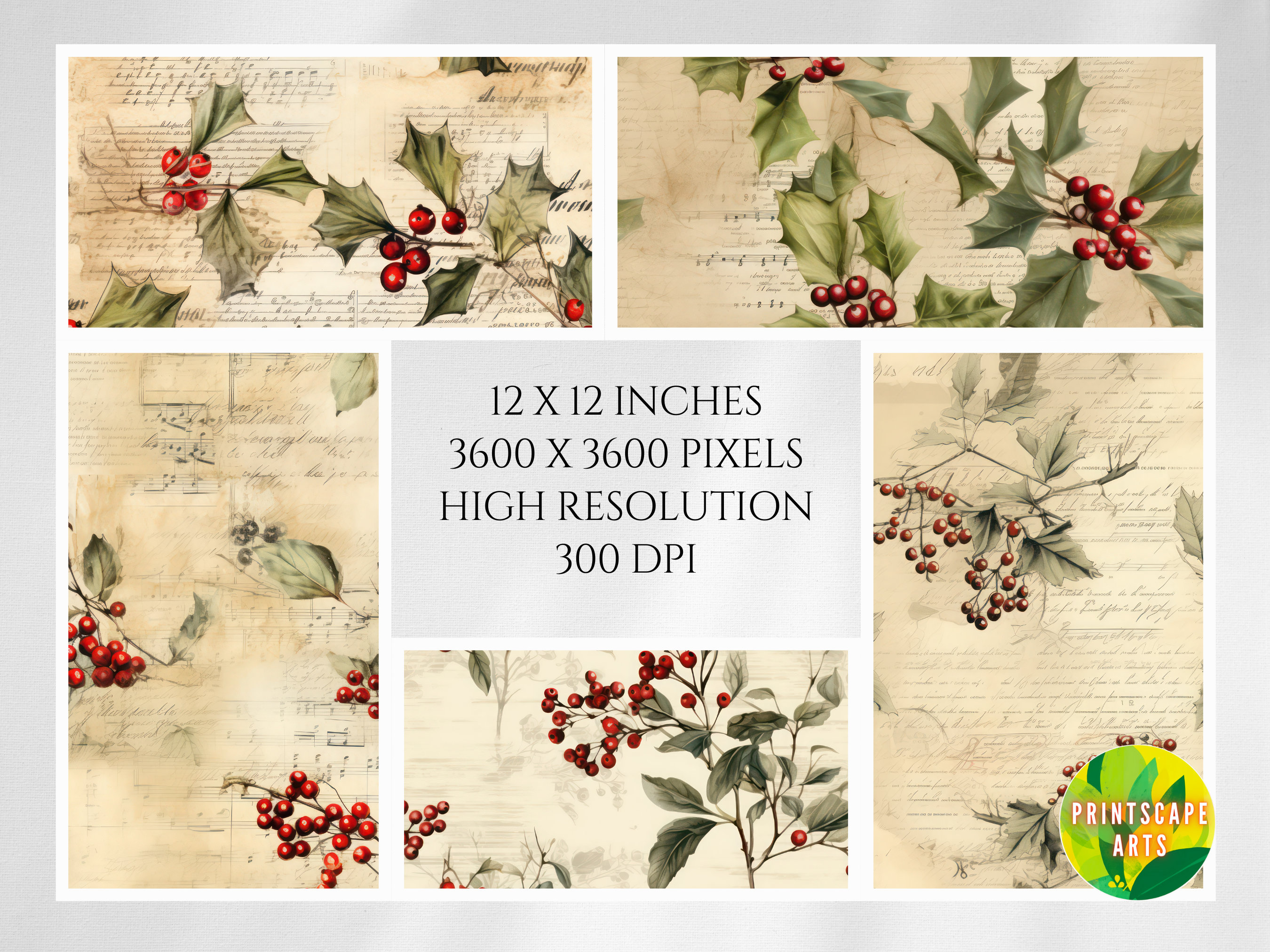Printable Christmas Digital Paper: Downloadable Vintage Retro Christmas ...