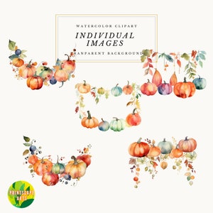 Pumpkin Clipart, Autumn Clipart, Watercolor Pumpkin Fall Clipart ...