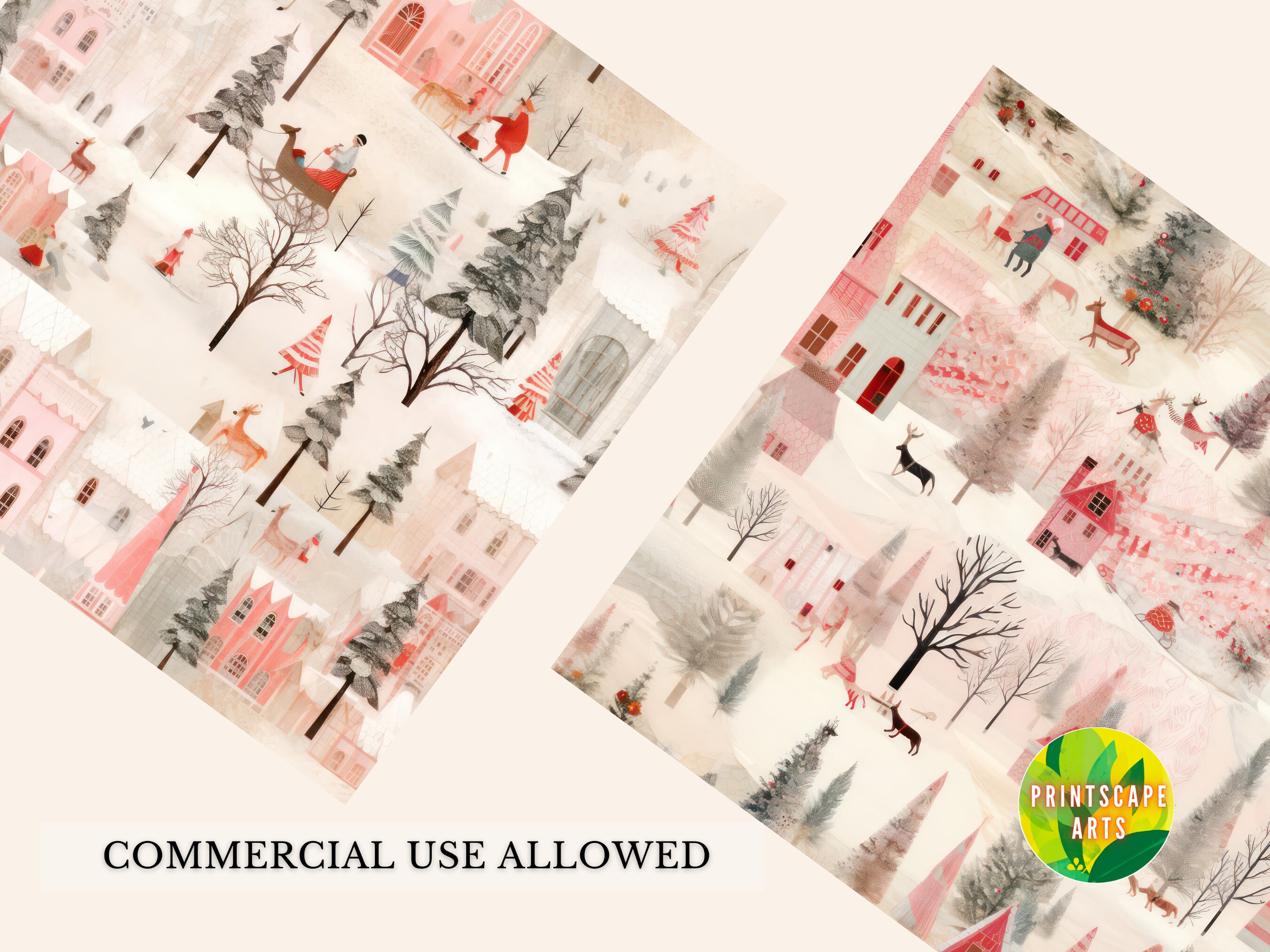 Printable Pink Christmas Digital Paper: Downloadable Vintage Retro ...