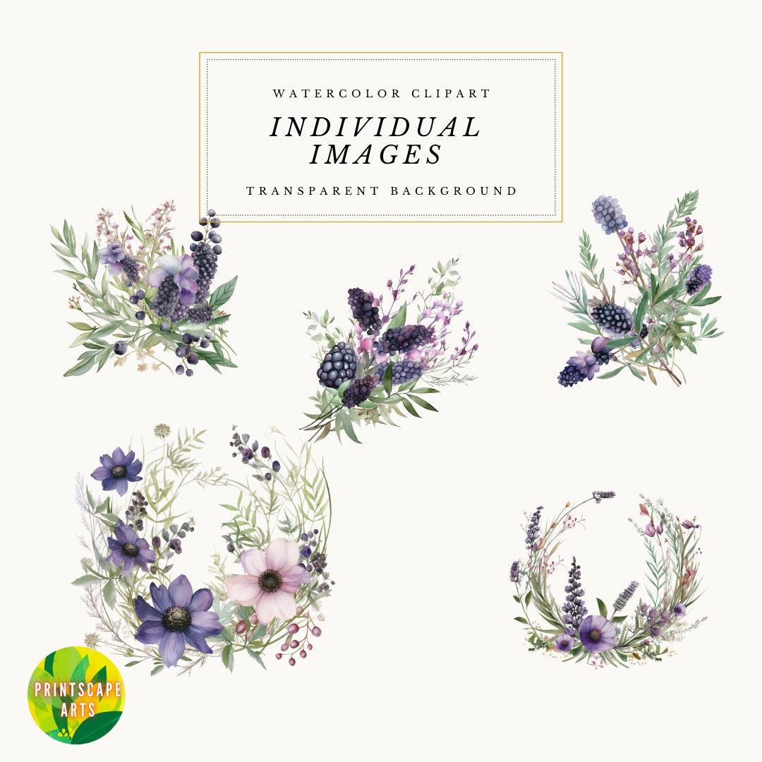 Watercolor Wildflower Clipart Wildflower Wreath Simple - Etsy
