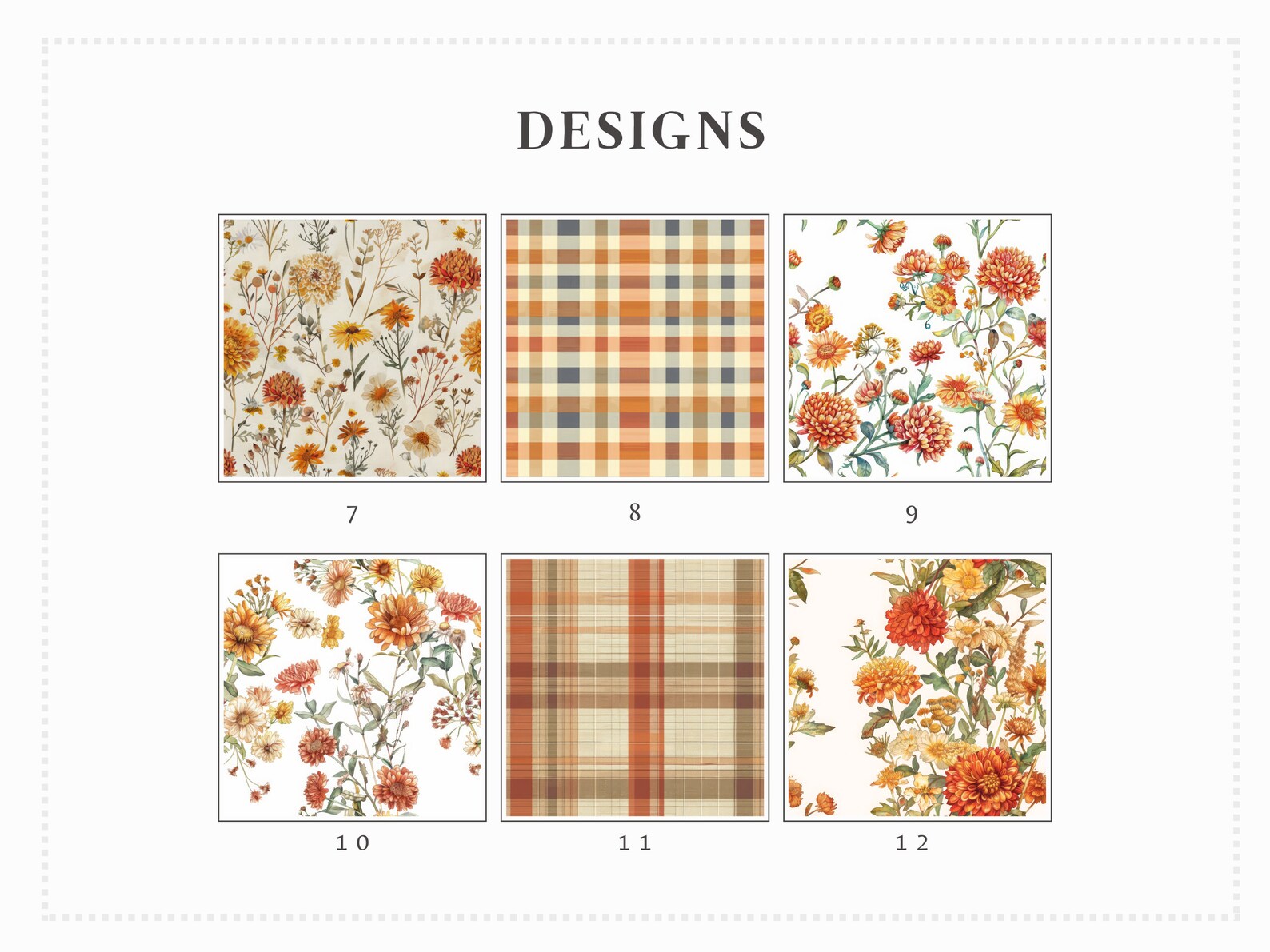 Vintage Autumn Floral Digital Paper: Earth Tone Gingham (digital ...
