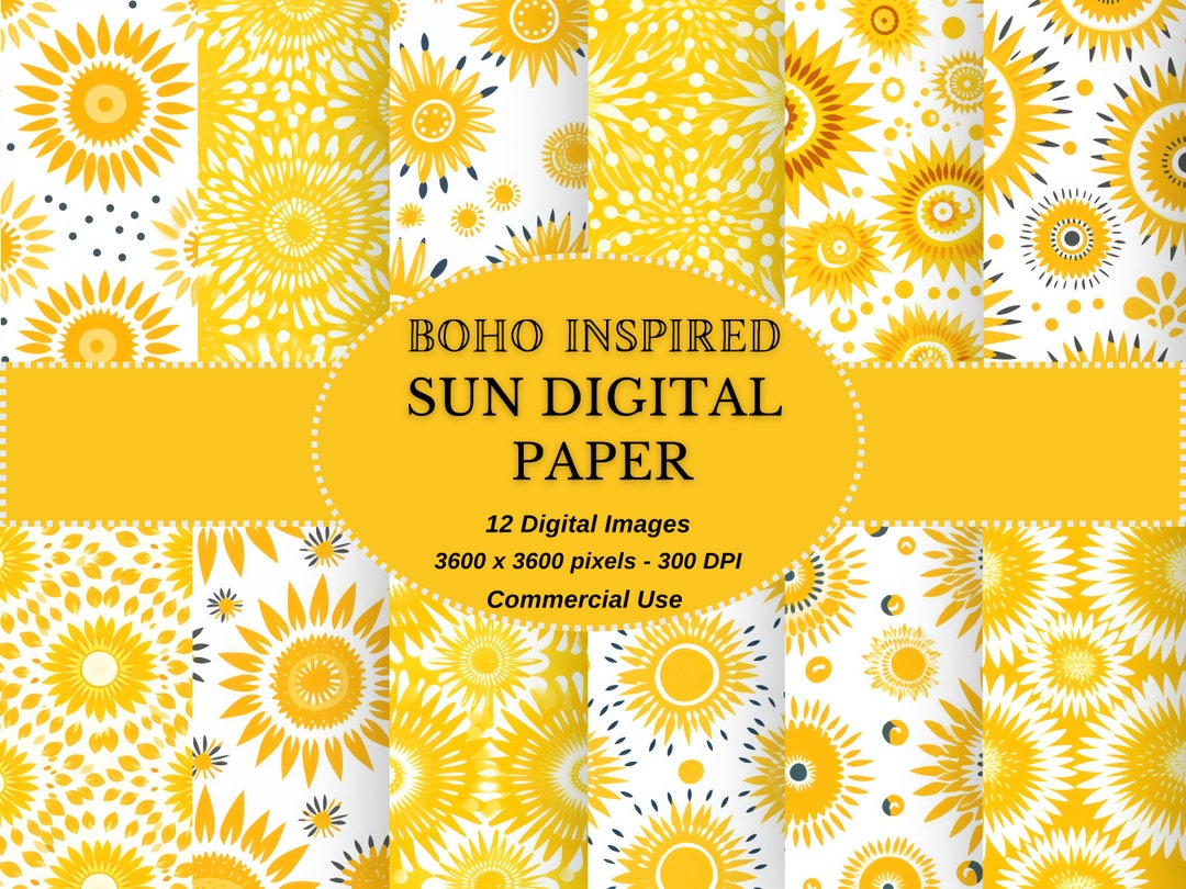 Boho Sun Digital Paper: Vibrant Seamless Patterns (commercial Use) - Etsy