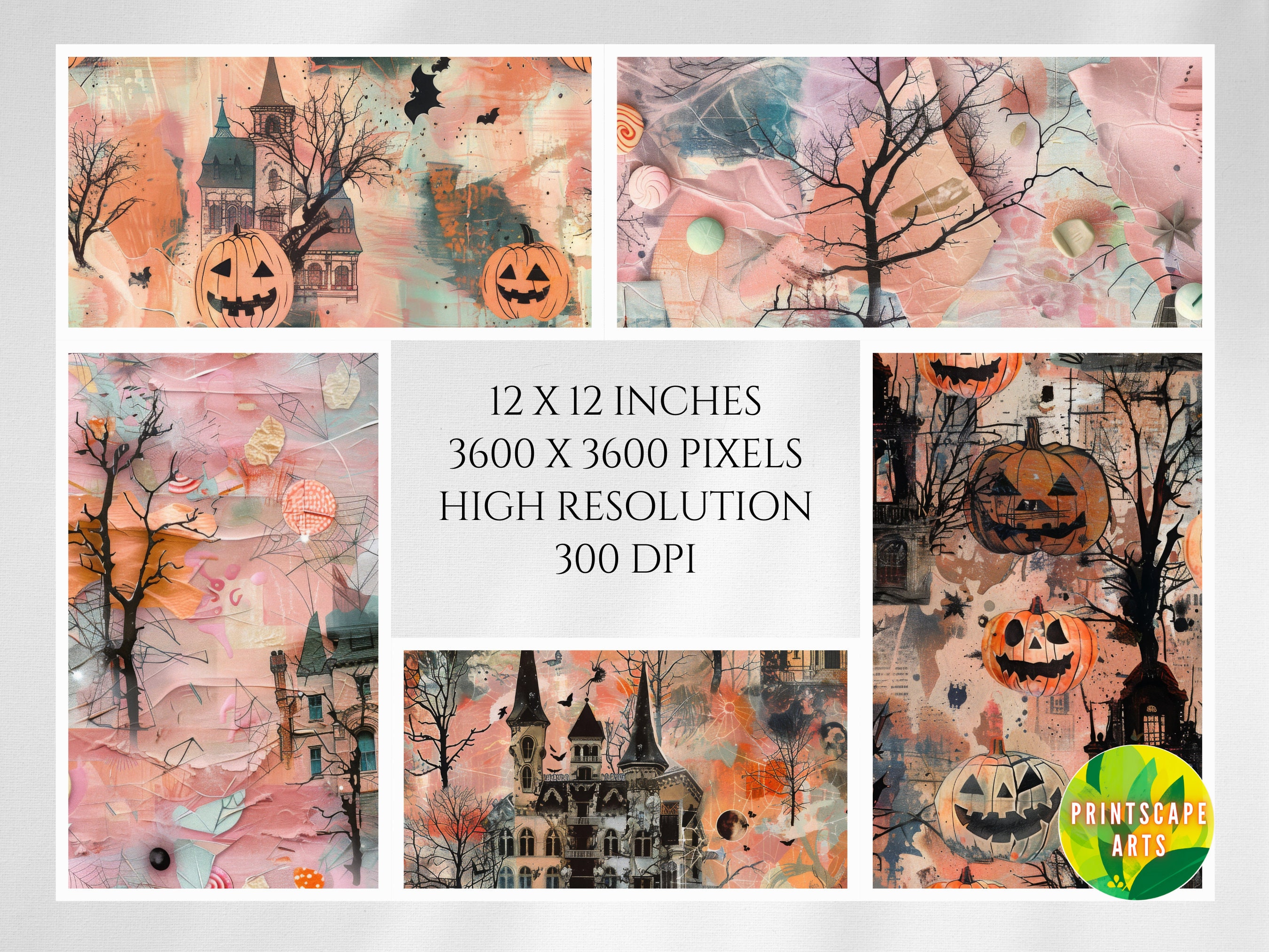 Whimsical Pastel Halloween Digital Paper Collection: Cute & Spooky ...
