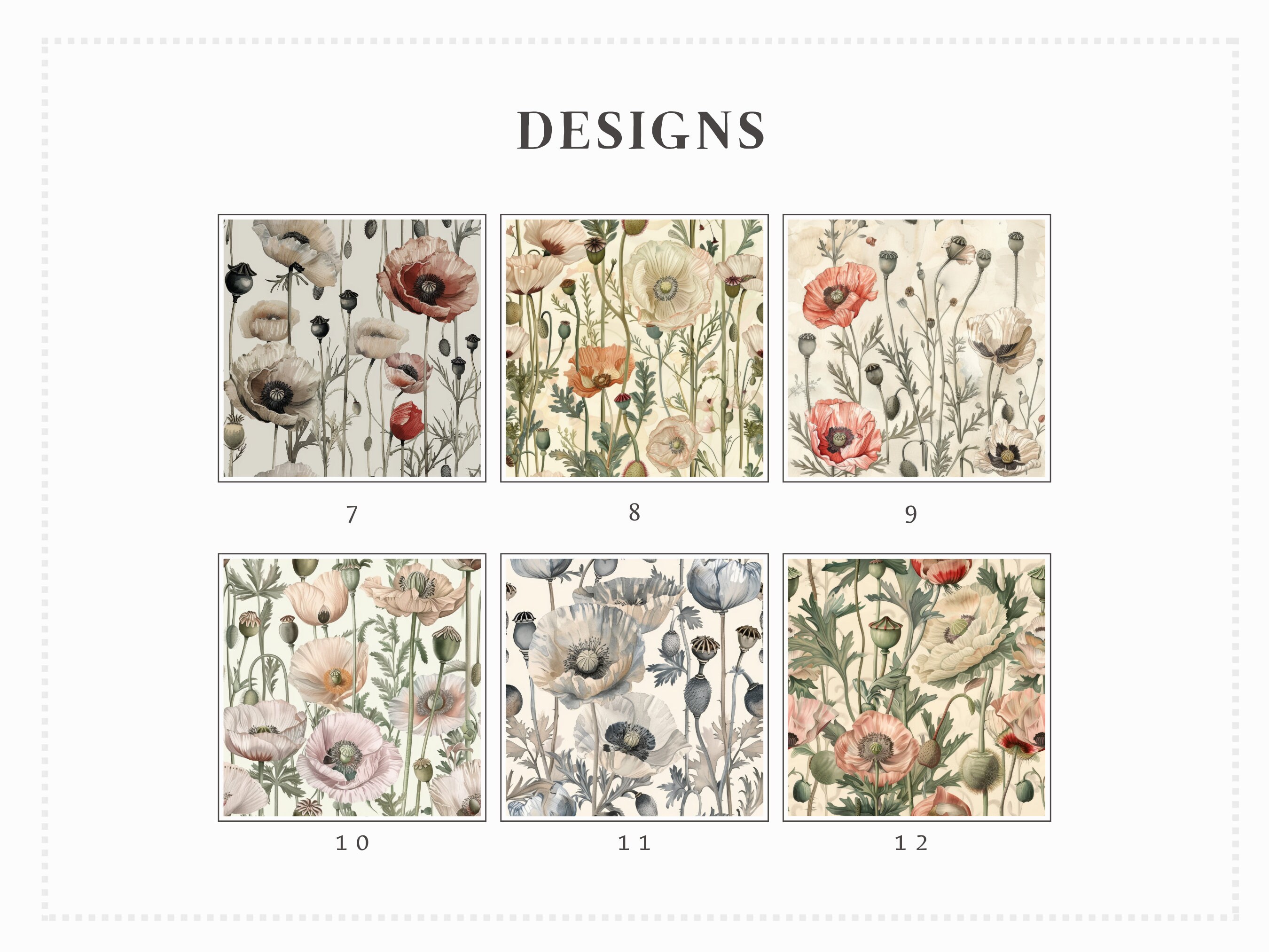 Birthmonth Floral August: Watercolor Seamless Vintage Inspired Digital ...
