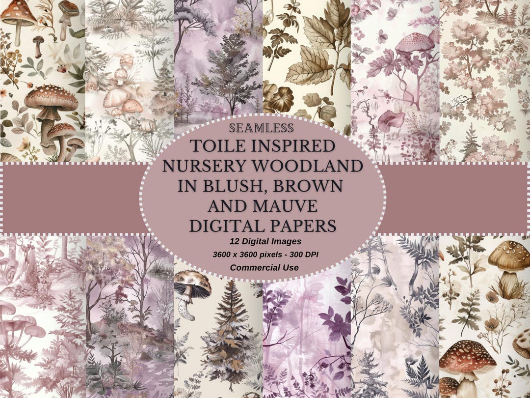 TOILE Inspired Woodland Nursery Digital Papers - Shabby Chic in Earth ...