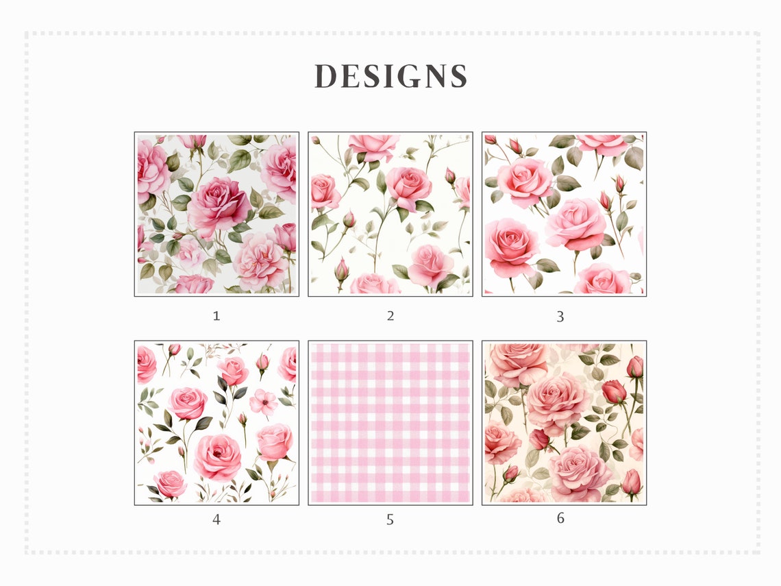 Watercolor Pink Roses Digital Paper Pack, Roses Seamless Pattern, Pink ...