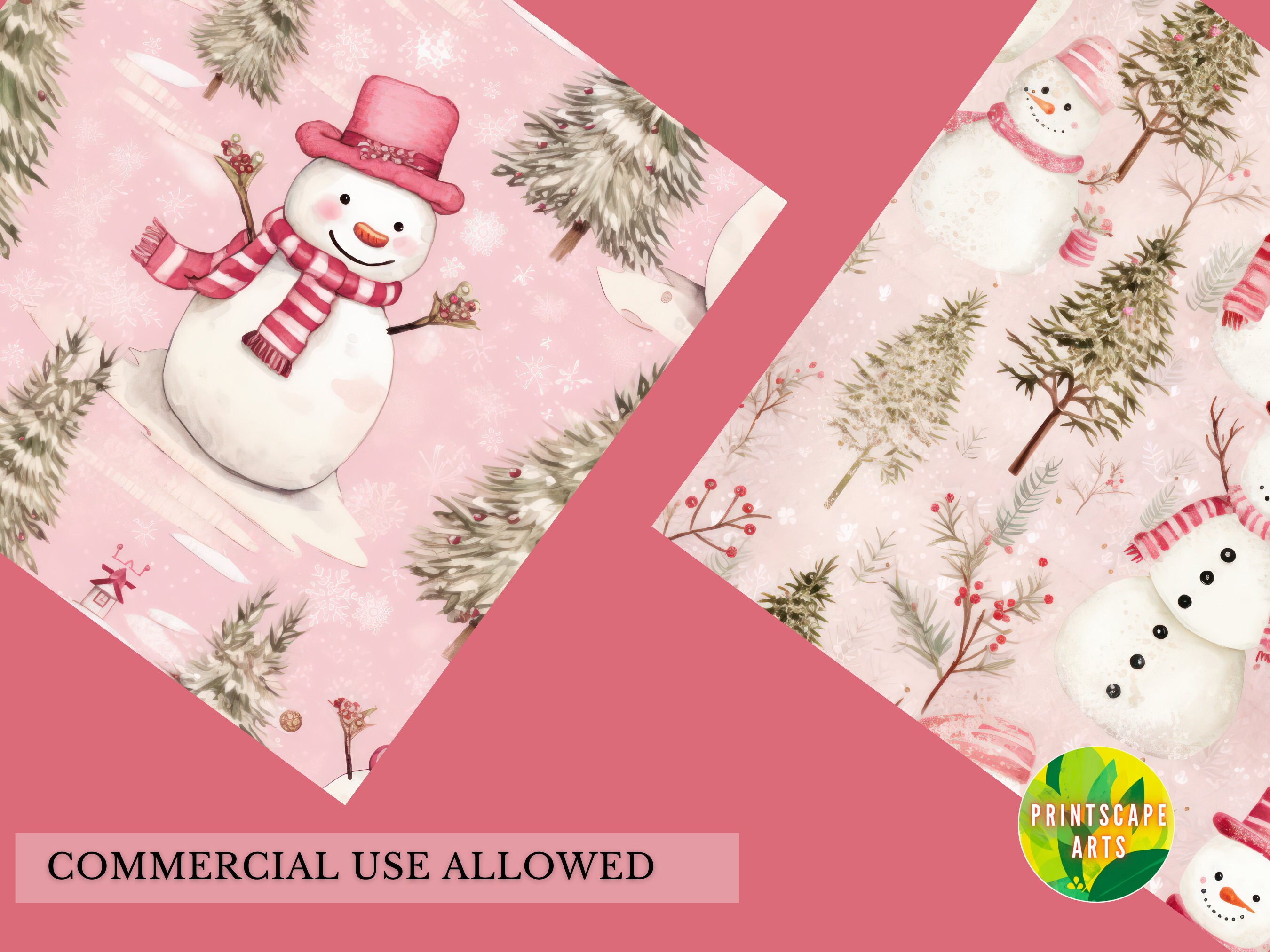 Printable Pink Christmas Digital Paper: Downloadable Vintage Retro ...