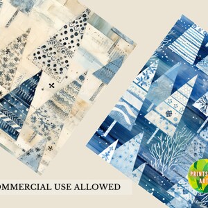 Printable Blue Christmas Digital Paper: Downloadable Vintage Retro ...