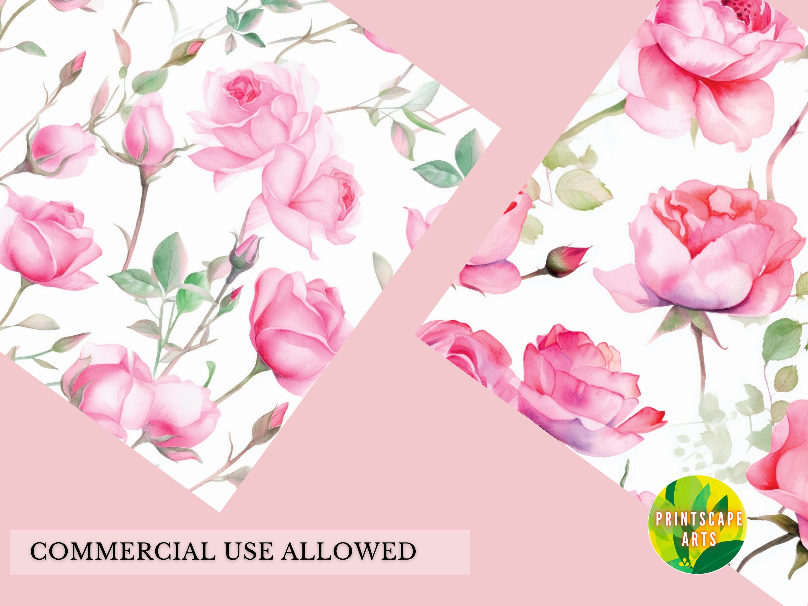 Watercolor Pink Roses Digital Paper Pack Elegant Rustic Style - Etsy