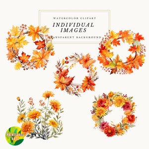 Autumn Floral Clipart, Fall Watercolor Clipart, Autumn Watercolor ...