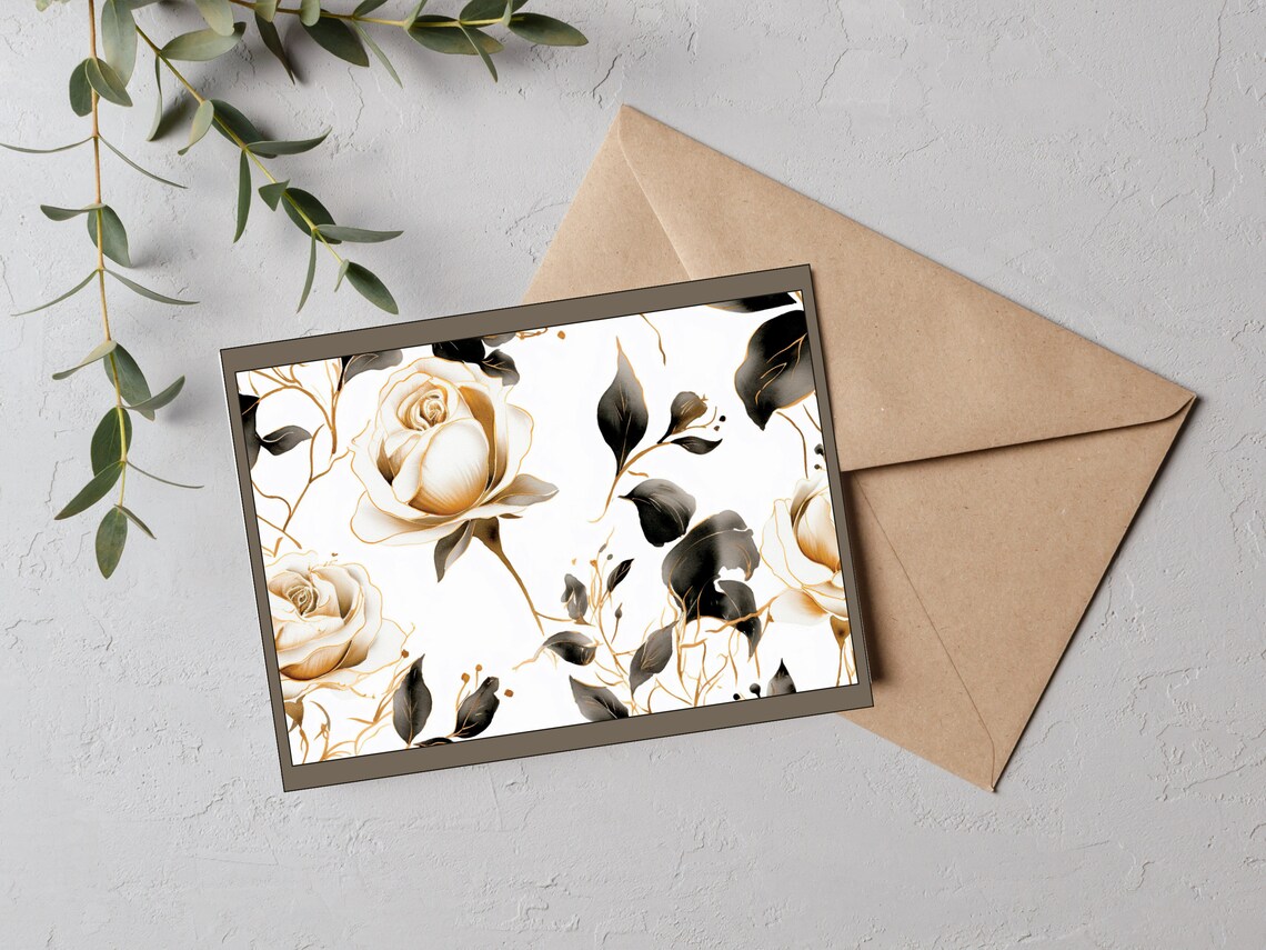 Watercolor Black and Gold Roses Digital Paper Pack (digital Download ...