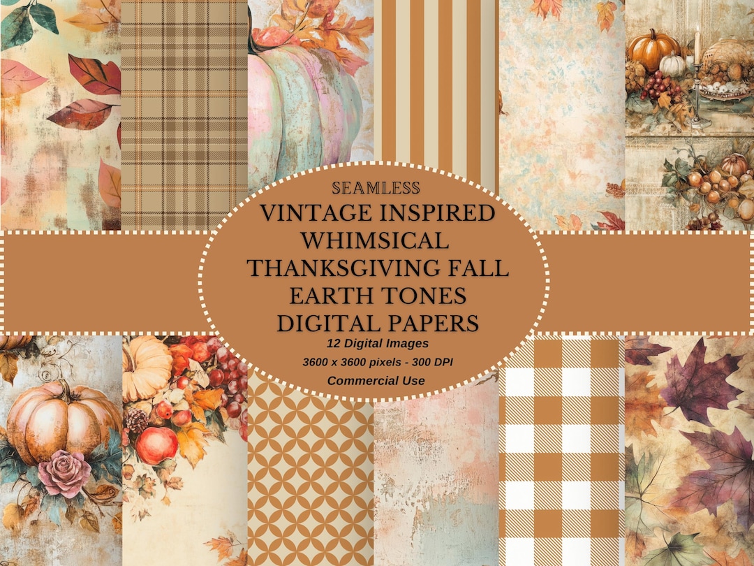 Thanksgiving Digital Paper Set: Earth Tone Patterns (digital Download ...