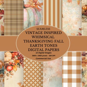 Thanksgiving Digital Paper Set: Earth Tone Patterns (digital Download ...