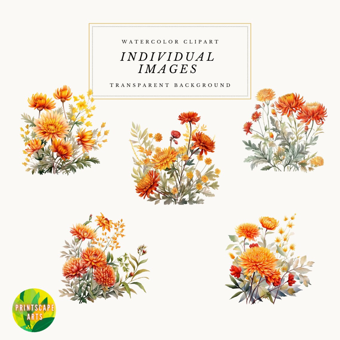 Autumn Floral Clipart Fall Watercolor Clipart Autumn - Etsy