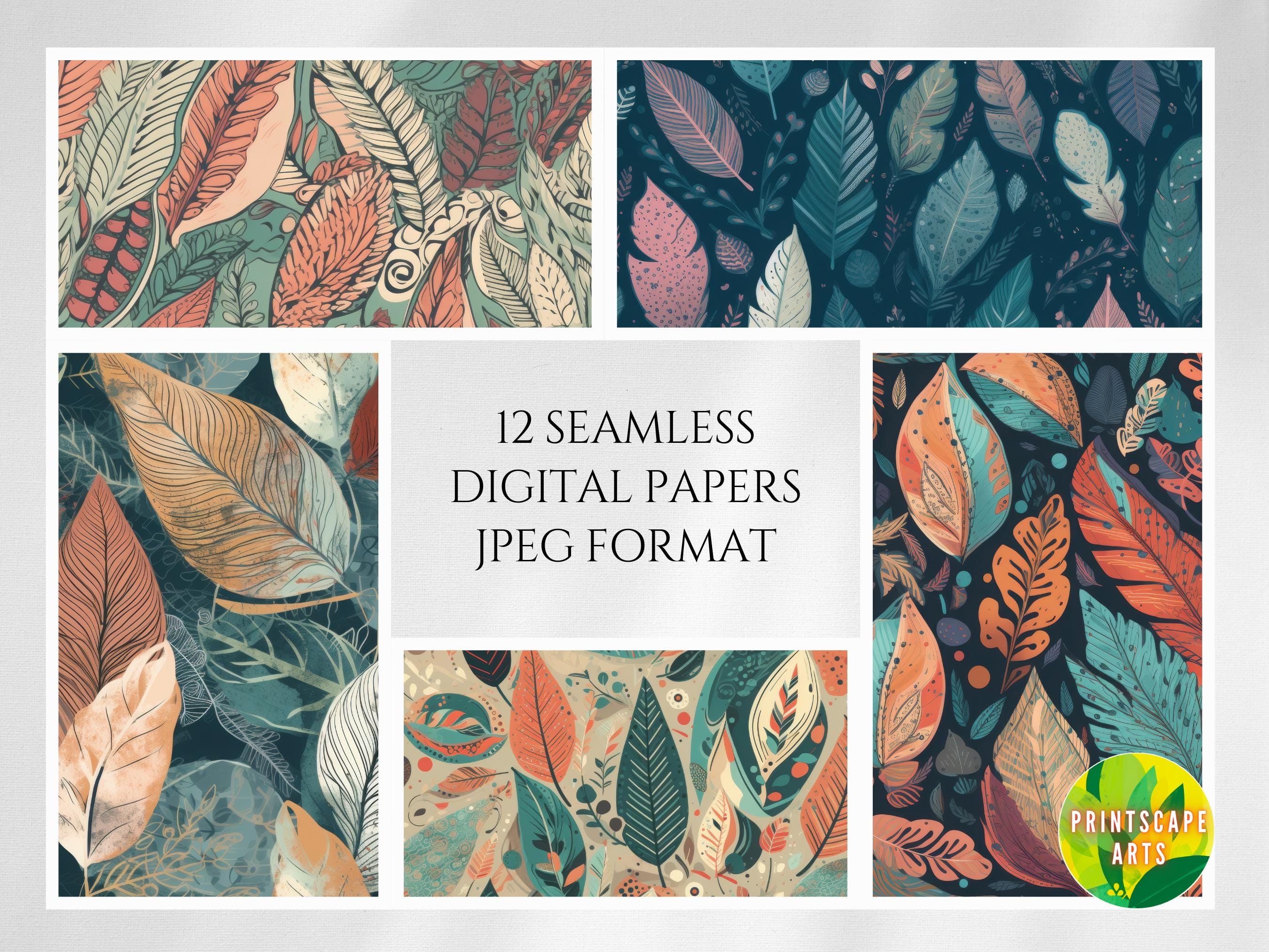Bohemian Inspired Leaf Digital Pattern Eclectic Nature Inspired Design ...