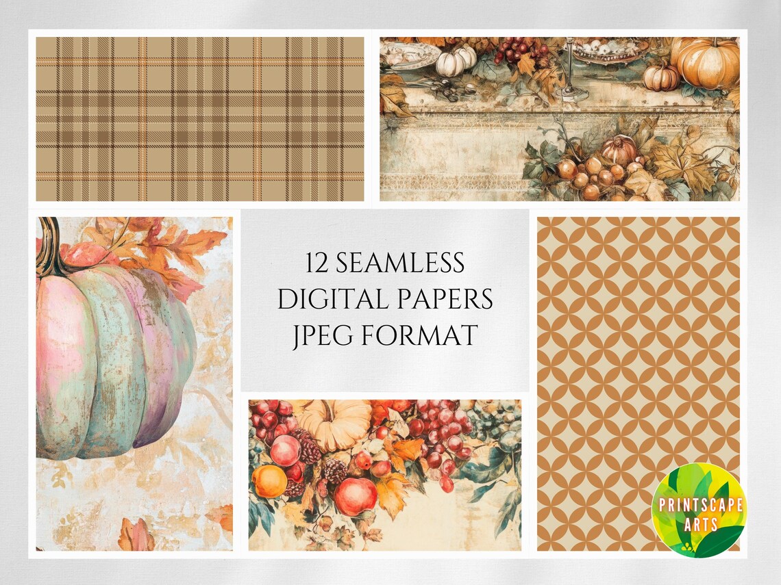 Thanksgiving Digital Paper Set: Earth Tone Patterns (digital Download ...