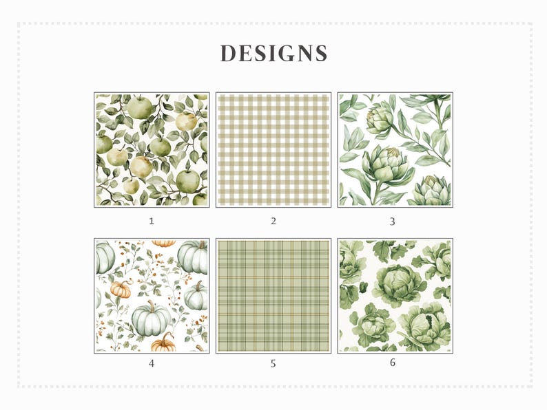 Autumn Harvest Digital Paper Set: Vintage Green & Orange Fall ...