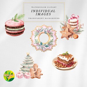 Whimsical Watercolor Pastel Christmas Dessert Clipart Set - Instant ...