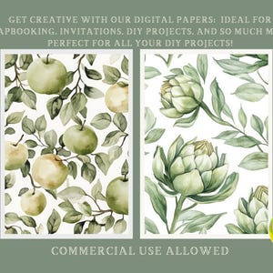 Autumn Harvest Digital Paper Set: Vintage Green & Orange Fall ...