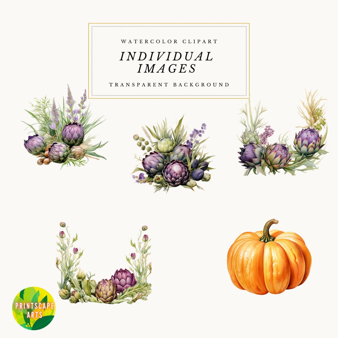 Autumn Harvest Clipart Fall Watercolor Clipart Autumn - Etsy