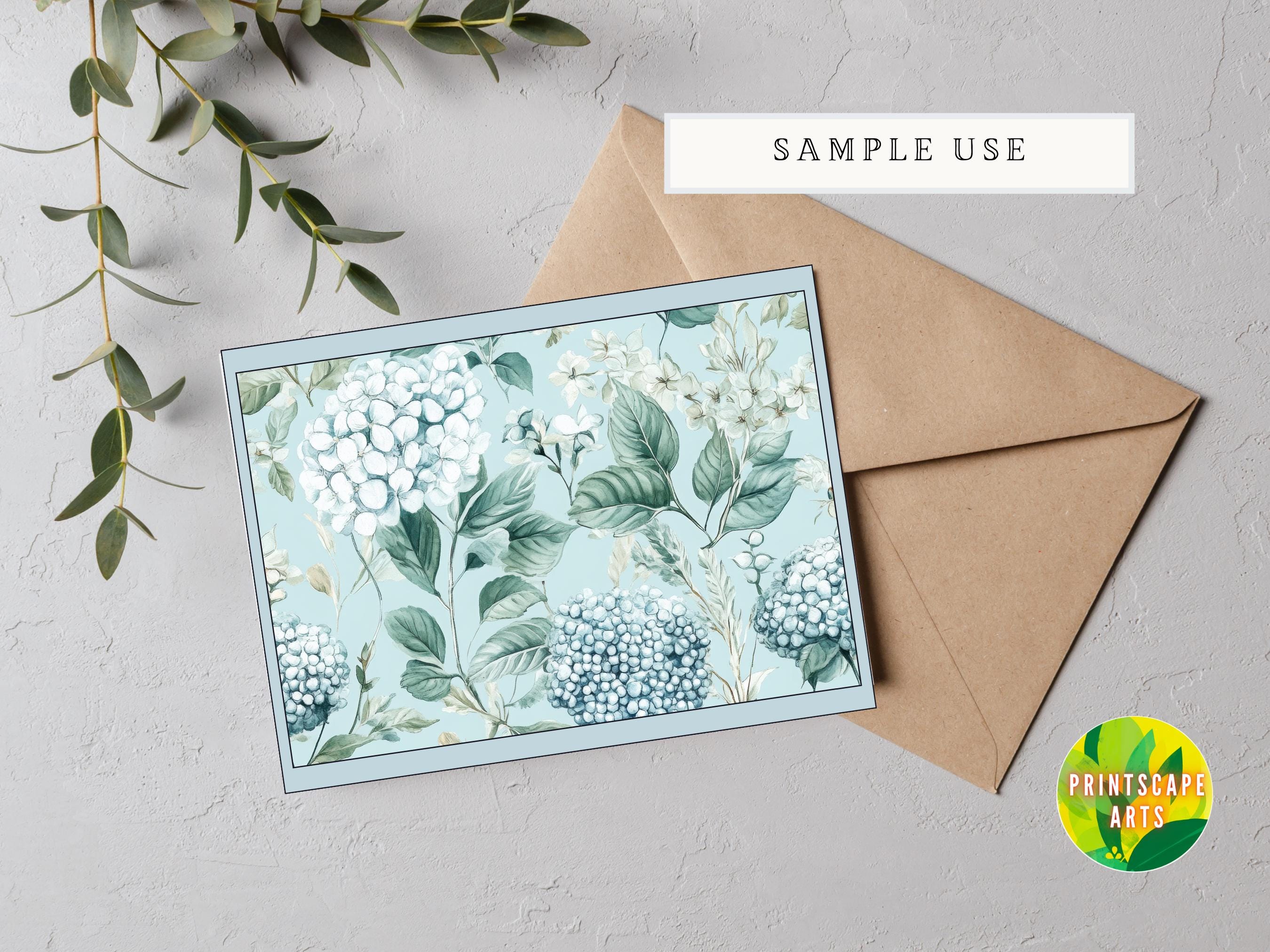 Vintage Toile Hydrangea Digital Paper: Pale Blue Floral (digital ...