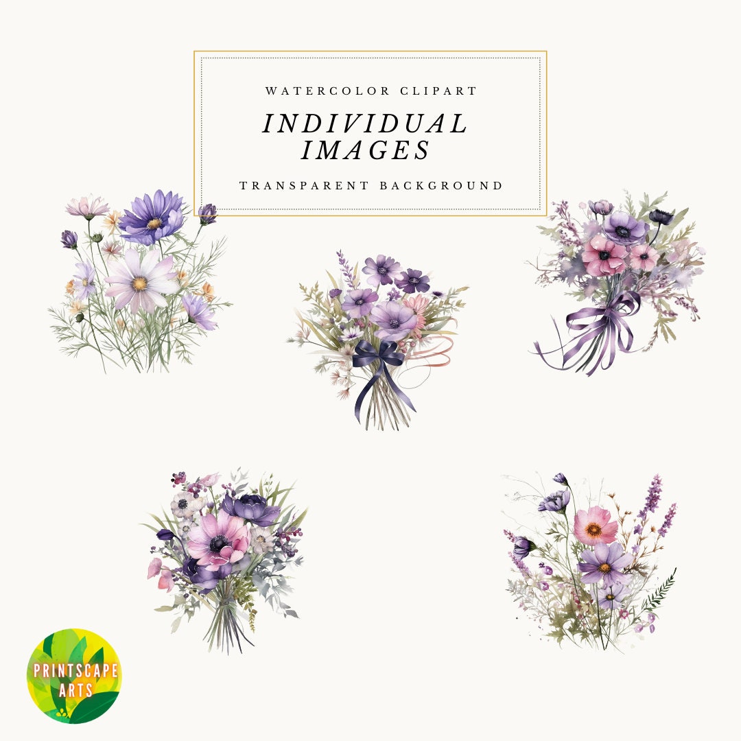 Watercolor Wildflower Clipart Wildflower Wreath Simple - Etsy