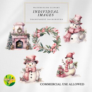 Vintage Pink Christmas Clipart Collection - Pink Retro Style, High ...