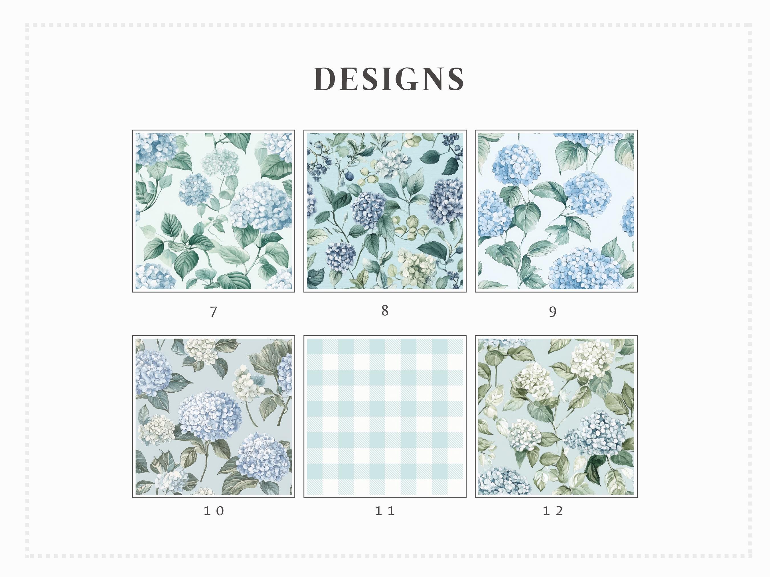 Vintage Toile Hydrangea Digital Paper: Pale Blue Floral (digital ...