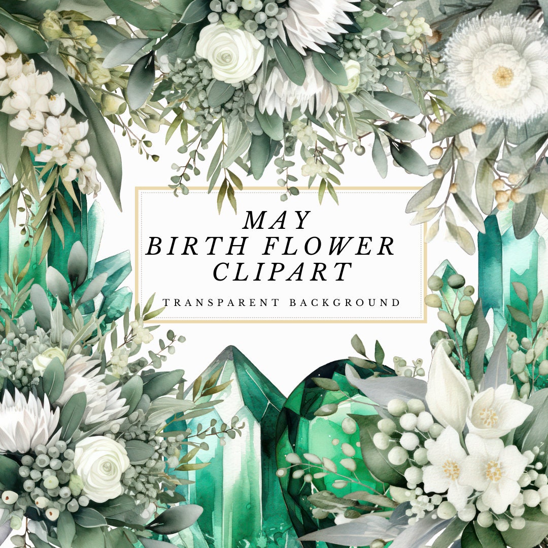 May Birth Month Flower Clipart: Includes Birth Month Floral and Birth ...