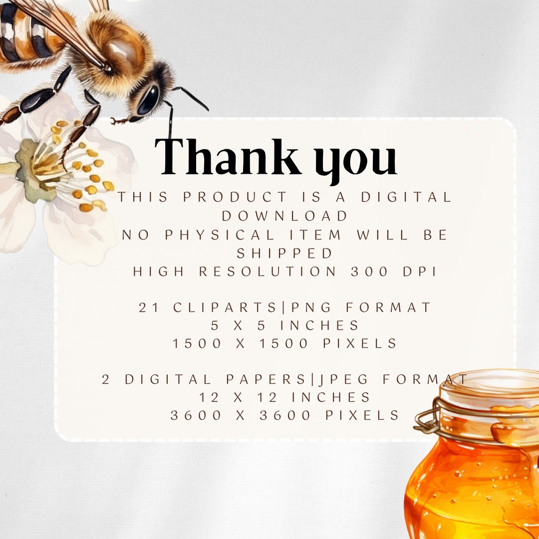 Vintage Bee Clipart Set Artful Graphics and Honeycomb Designs Instant ...