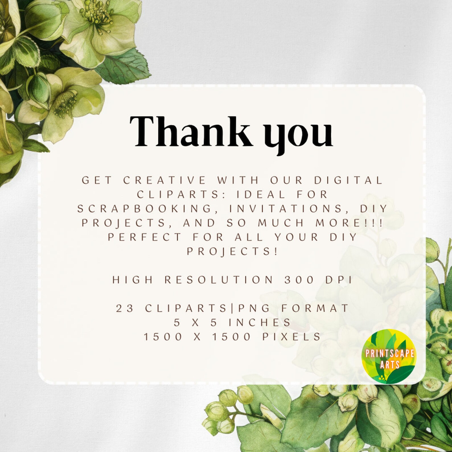 Green Floral Toile Clipart Set: Vintage Posies PNG (digital Download ...