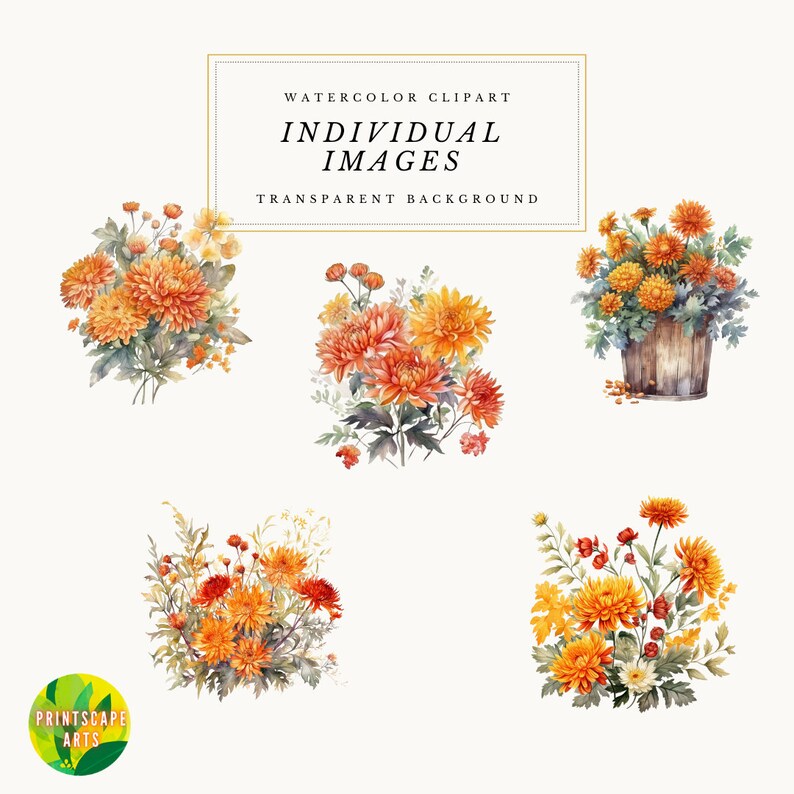 Autumn Floral Clipart Fall Watercolor Clipart Autumn - Etsy