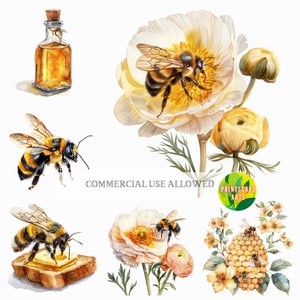 Vintage Bee Clipart Set - Artful Graphics and Honeycomb Designs ...