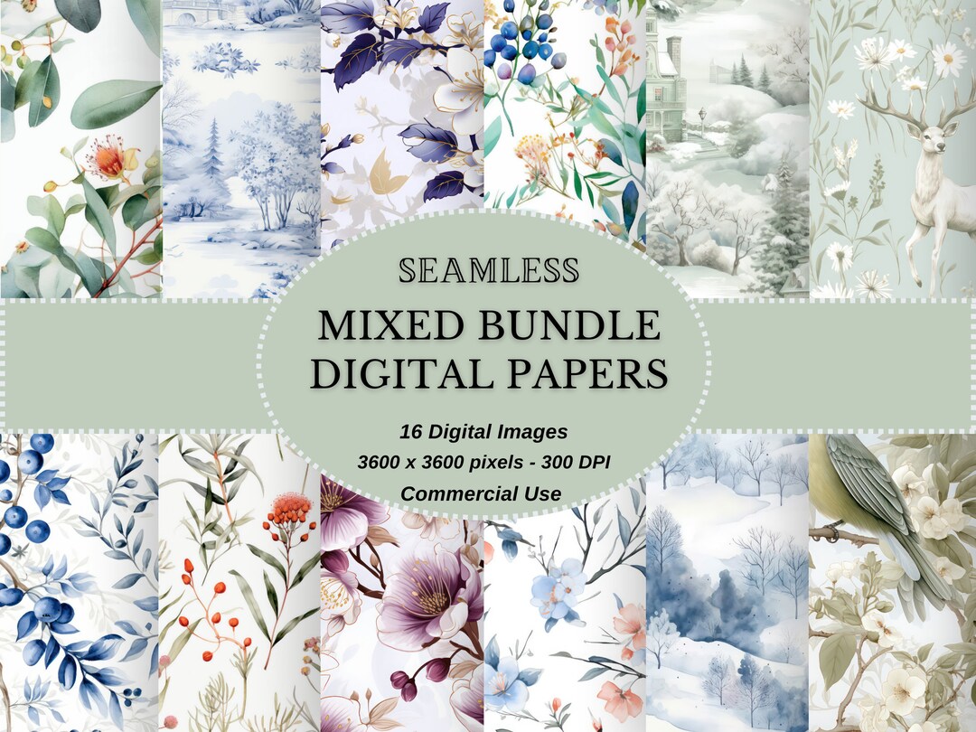 Digital Paper Mixed Bundle - Seamless Patterns for Scrapbooking ...