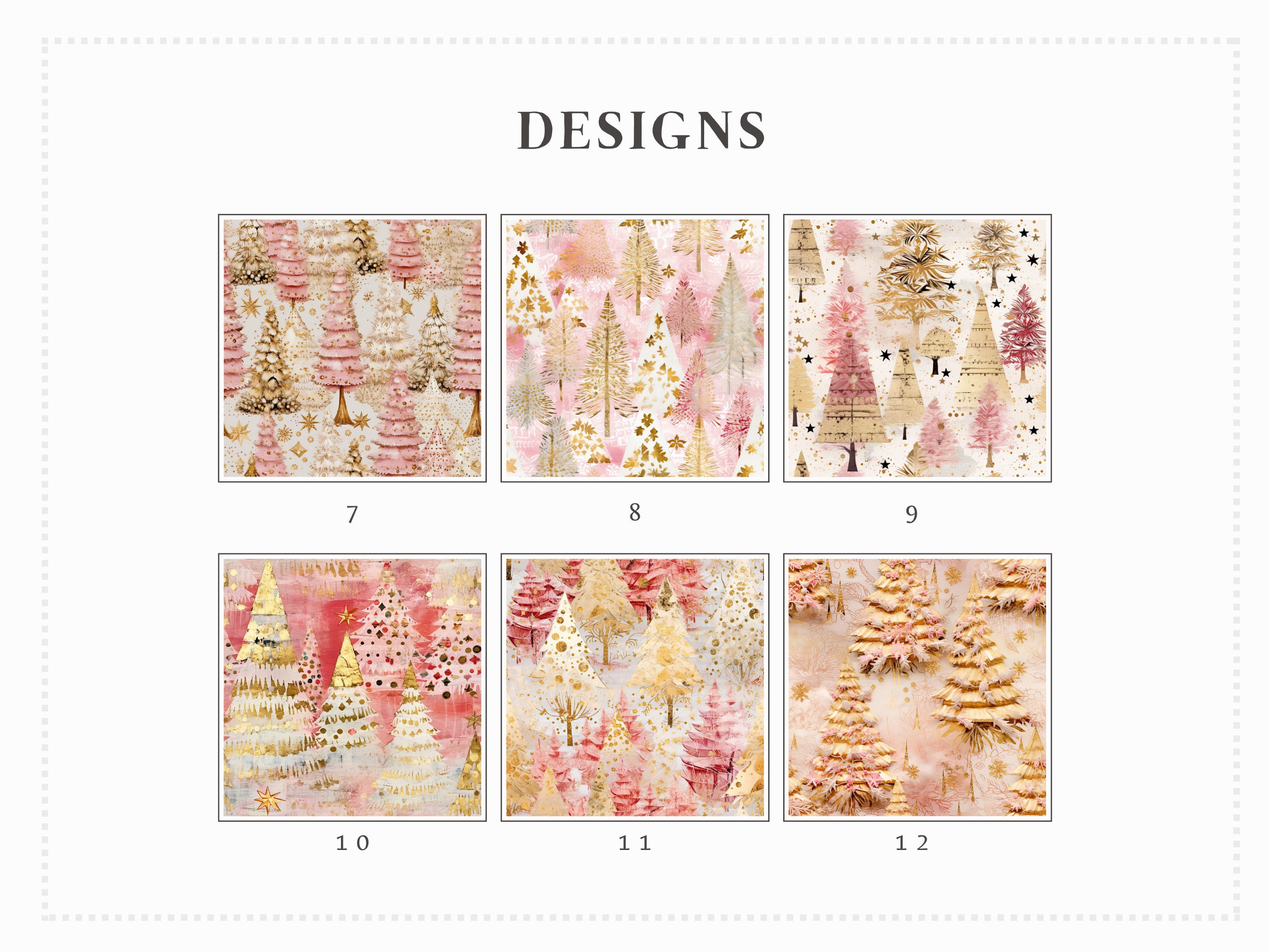 Printable Pink and Gold Christmas Digital Paper: Downloadable Vintage ...