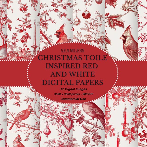 Red and White Toile - Etsy