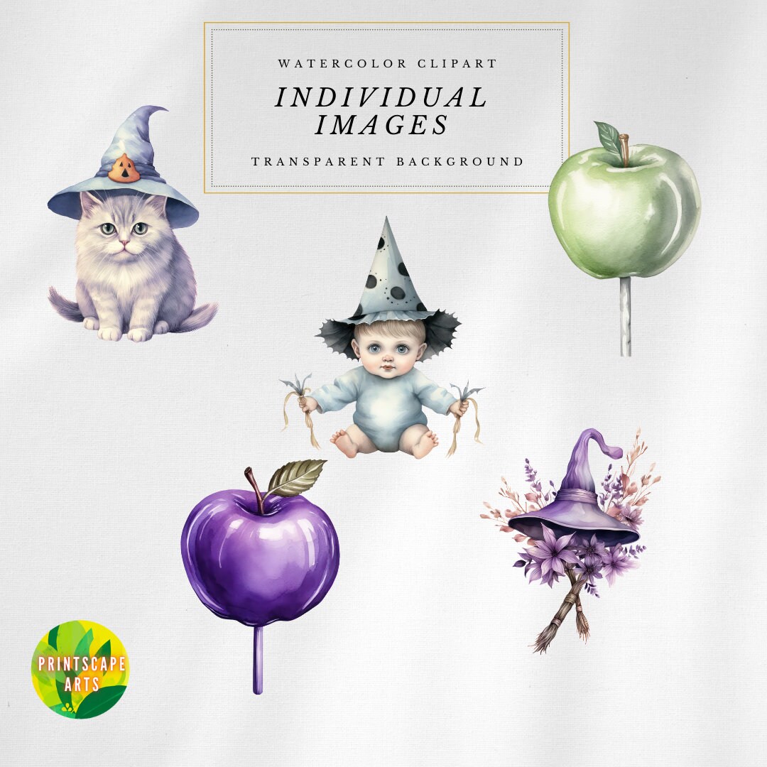 Whimsical Cute Pastel Halloween Clipart Collection Halloween Vintage ...