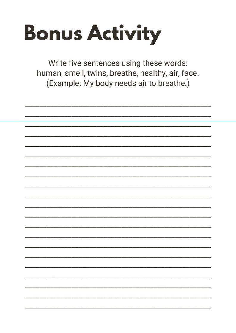 Body Parts & Healthy Habits Worksheets Fun ESL Activities for Kids - Etsy