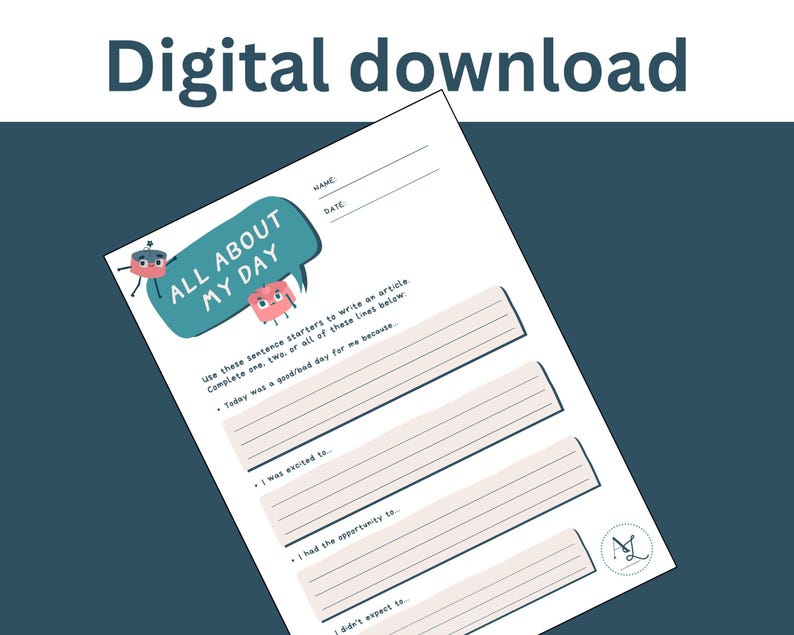 All About My Day ESL Worksheet | Printable Sentence Starters for ...