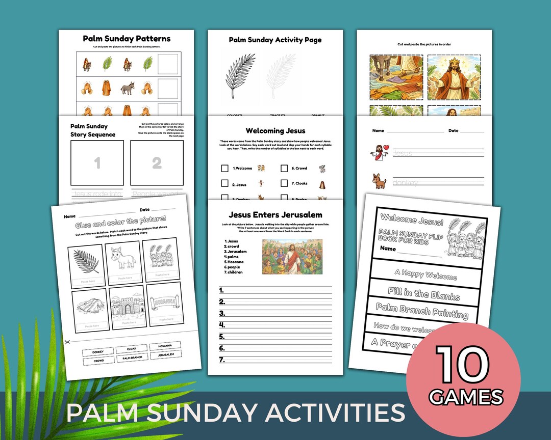Palm Sunday Activities Bundle for Kids | Christian Worksheets & Crafts ...