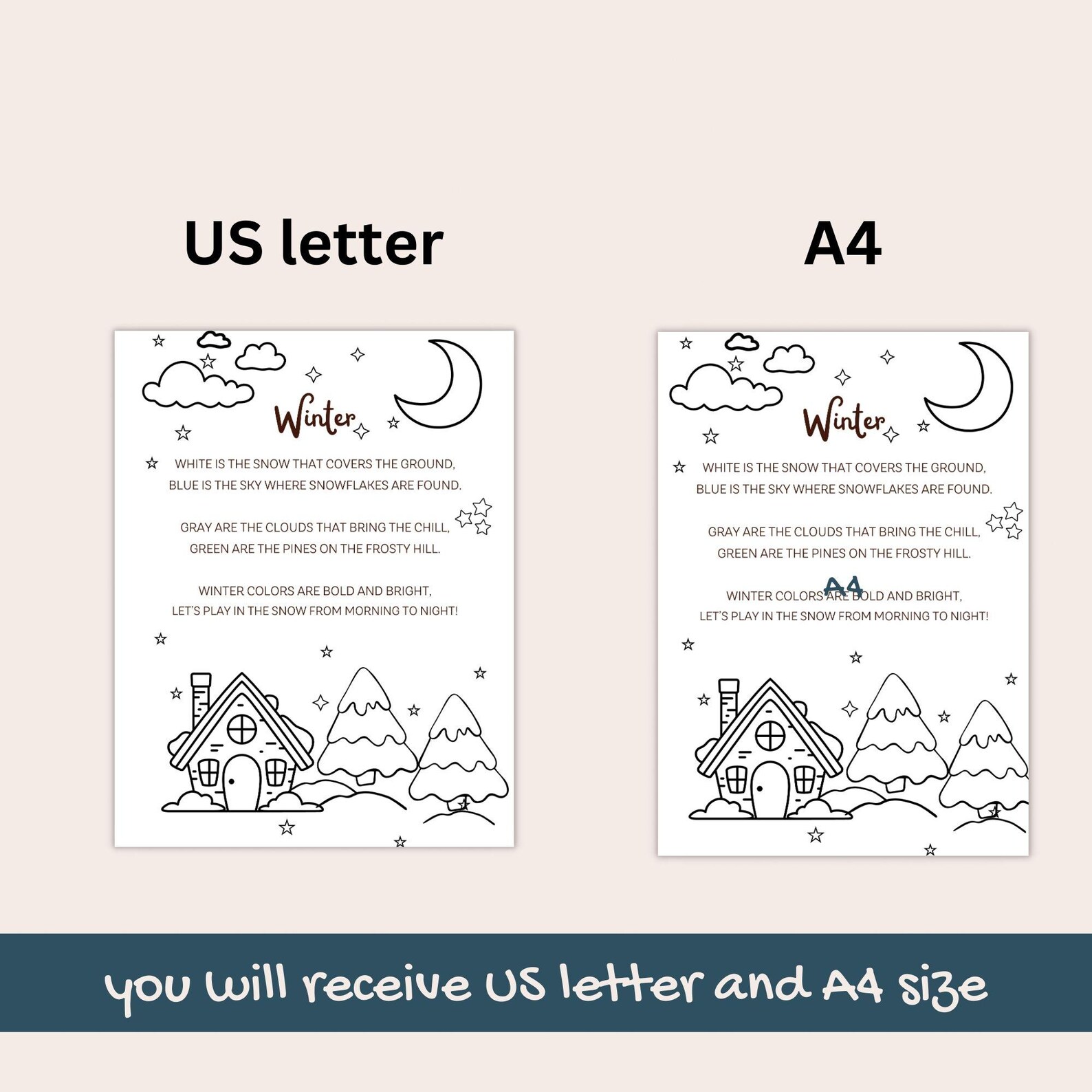 Winter Colors Poem and Coloring Page for Kids - Etsy
