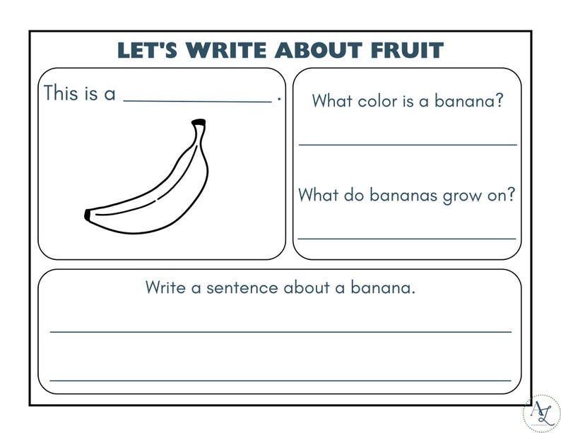 Let’s Write About Fruit: Fun ESL Writing Worksheet for Kids - Etsy