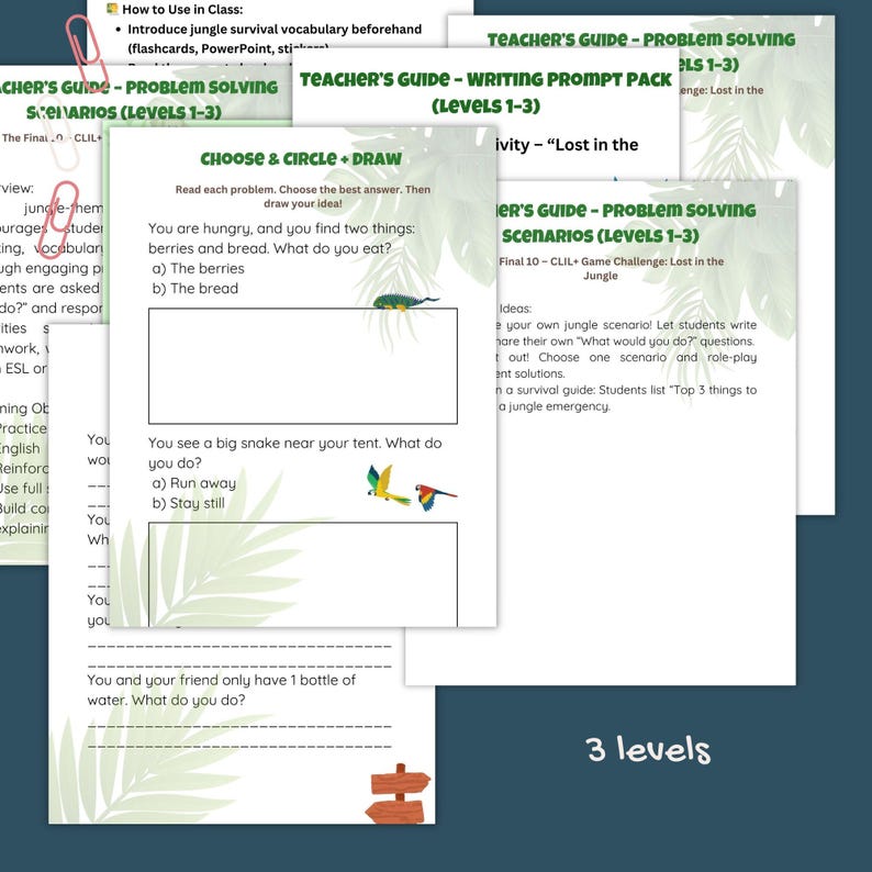 Jungle Problem Solving Worksheets | What Would You Do? | ESL CLIL ...